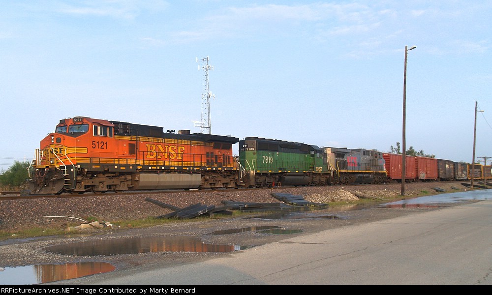 BNSF 5121 and 7819 With KCSM 4539 Wait to Head West from Avondale Yard